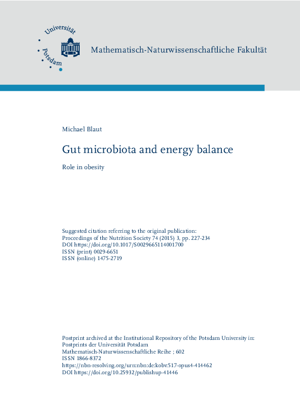 (PDF) Gut microbiota and energy balance
