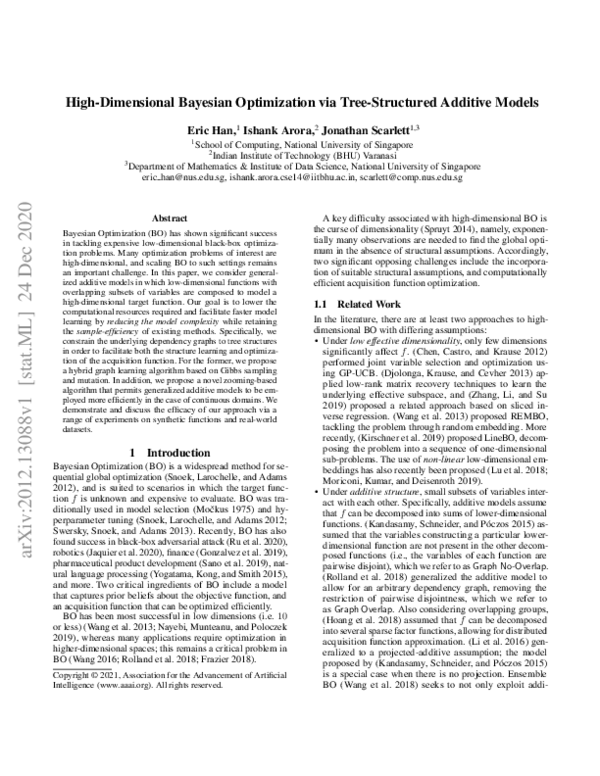 (PDF) High-Dimensional Bayesian Optimization via Tree-Structured Additive Models