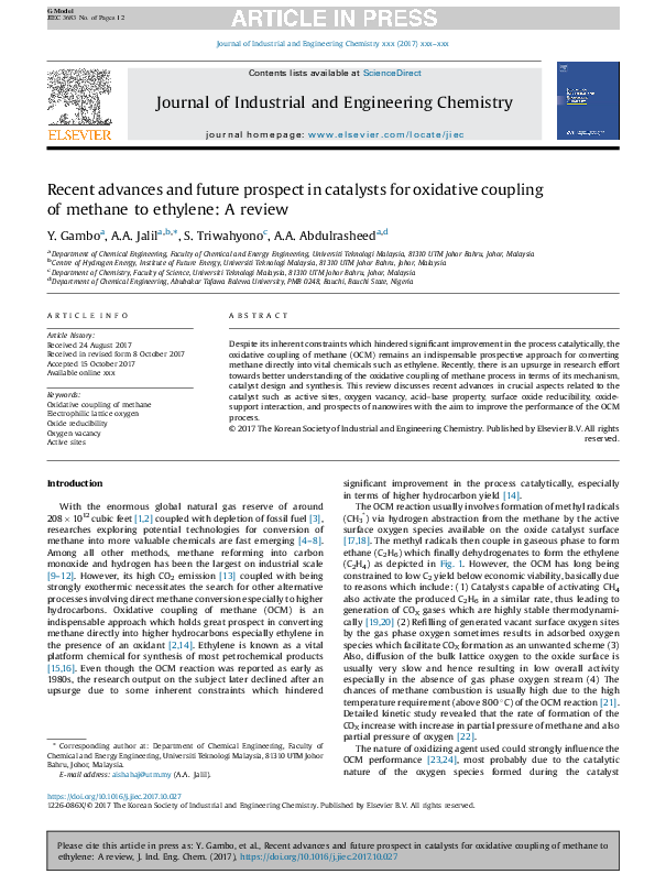 (PDF) Recent advances and future prospect in catalysts for oxidative ...