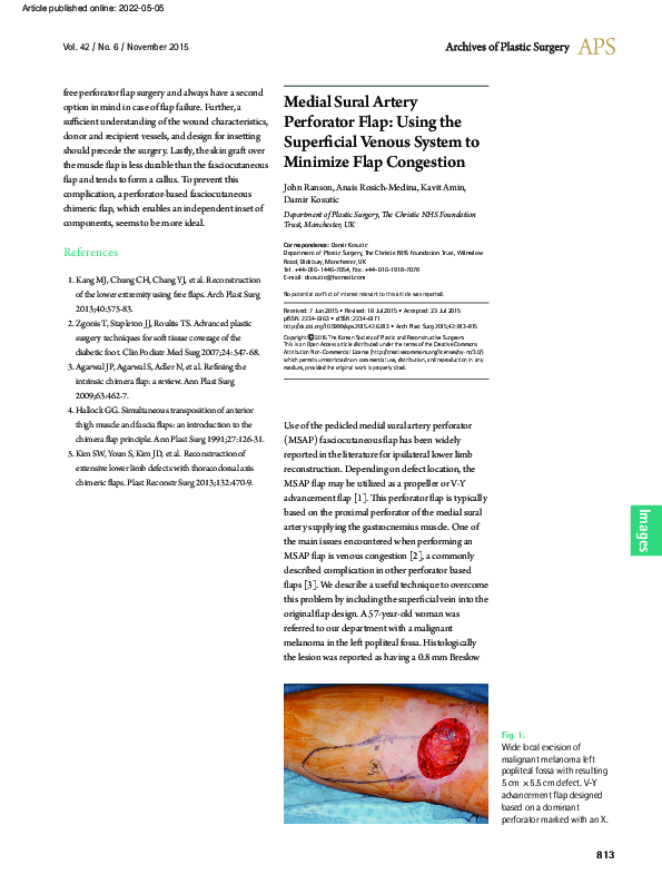 (PDF) Medial Sural Artery Perforator Flap: Using the Superficial Venous ...