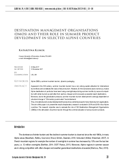 (PDF) Destination Management Organisations (DMOs) and their role in ...