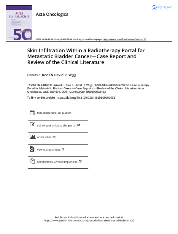 (PDF) Skin Infiltration Within a Radiotherapy Portal for Metastatic ...
