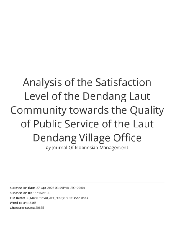 (PDF) Analysis of the Satisfaction Level of the Dendang Laut Community ...