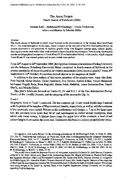(PDF) The Asyut project: fourth season of fieldwork (2006)