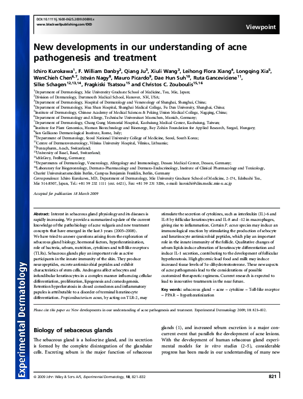 (PDF) New developments in our understanding of acne pathogenesis and treatment | Fragkiski ...