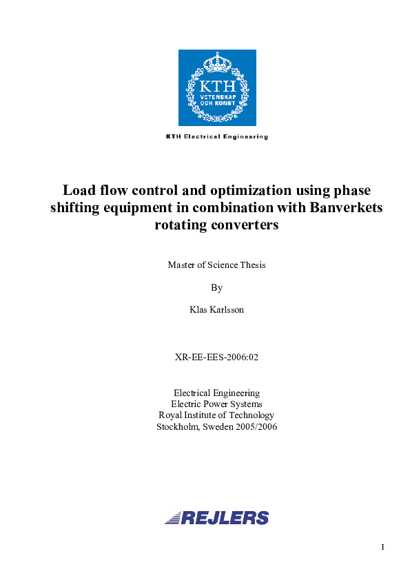 (PDF) Load flow control and optimization using phase shifting equipment ...