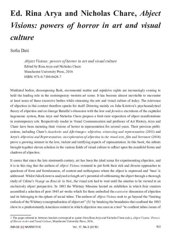 (PDF) Ed. Rina Arya and Nicholas Chare, Abject Visions: powers of ...