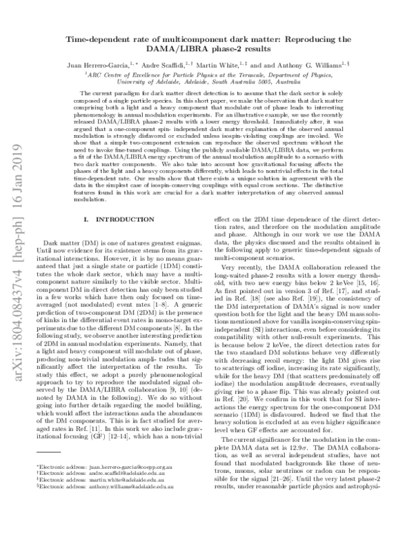 (PDF) DAMA/LIBRA Phase-2 Results with Dual Dark Matter Components