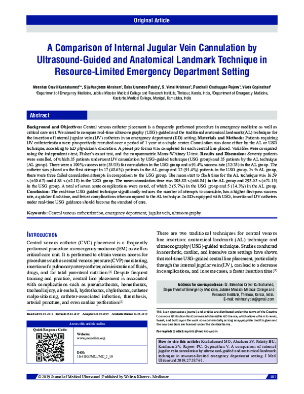 (PDF) A comparison of internal jugular vein cannulation by ultrasound ...