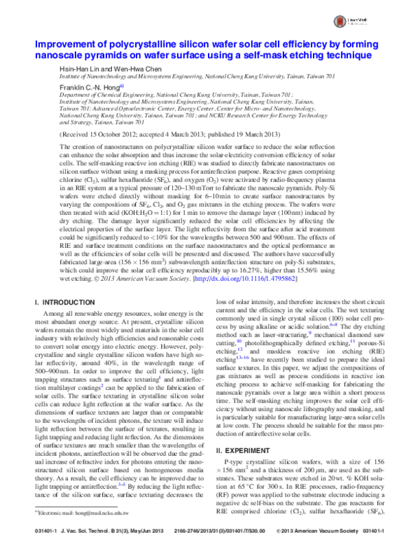 (PDF) Improvement of polycrystalline silicon wafer solar cell ...