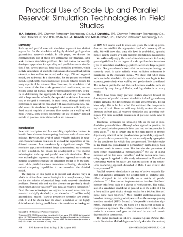 (PDF) Practical Use of Scale Up and Parallel Reservoir Simulation Technologies in Field Studies