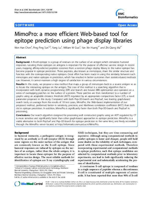 (PDF) MimoPro: a more efficient Web-based tool for epitope prediction ...
