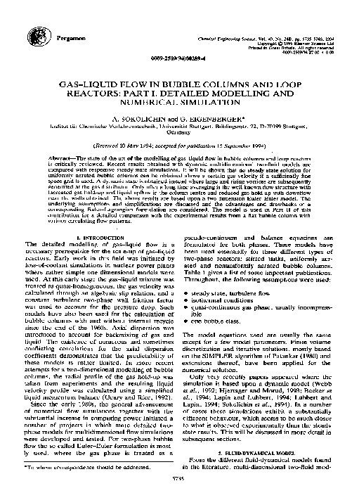 (PDF) Gas—liquid flow in bubble columns and loop reactors: Part I. Detailed modelling and ...