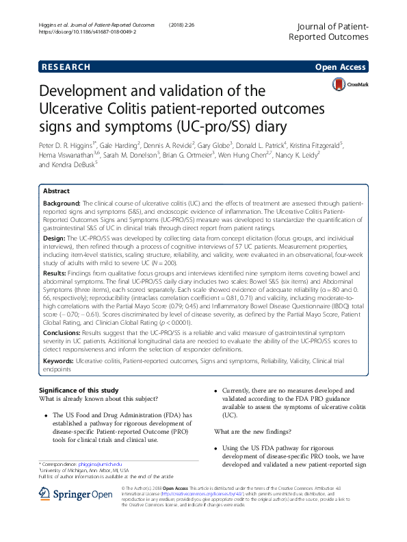 (PDF) Development and validation of the Ulcerative Colitis patient ...