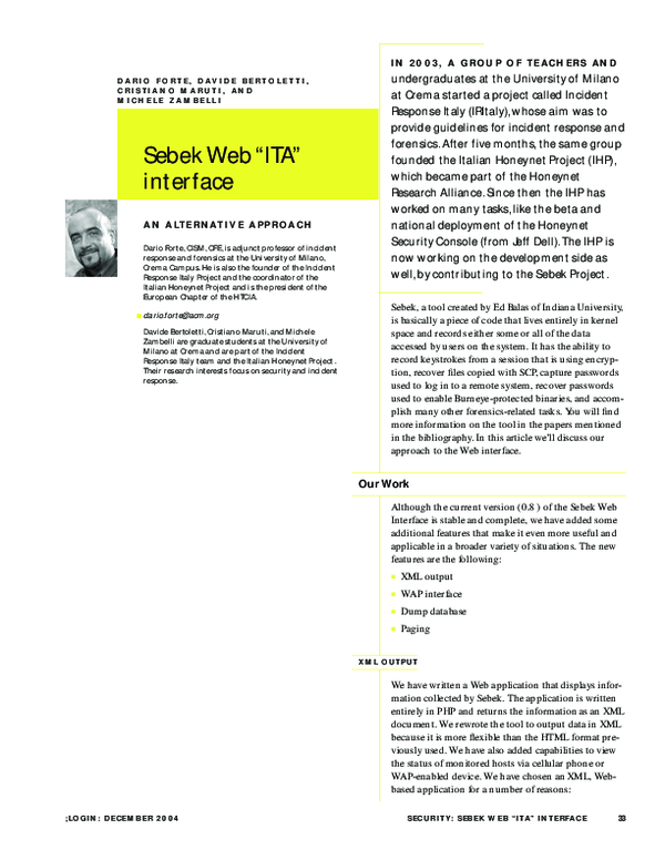 (PDF) Sebek Web "ITA" Interface