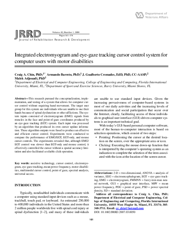 (PDF) Integrated electromyogram and eye-gaze tracking cursor control ...