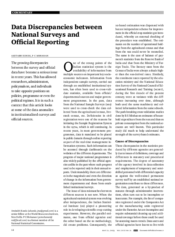(PDF) Data Discrepancies between National Surveys and Offi cial Reporting