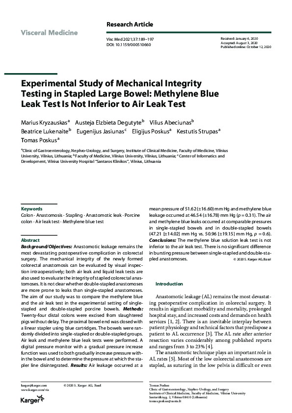 (PDF) Experimental Study of Mechanical Integrity Testing in Stapled ...