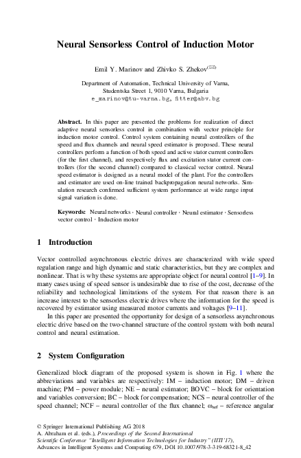 (PDF) Neural Sensorless Control of Induction Motor