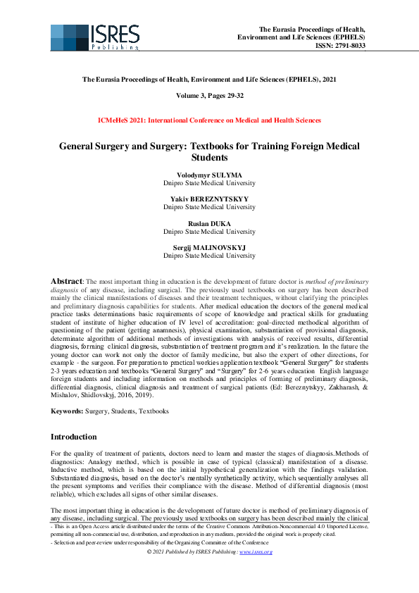 (PDF) General Surgery and Surgery: Textbooks for Training Foreign ...