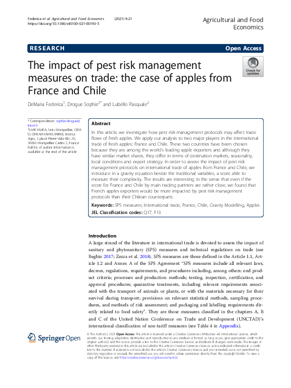 (PDF) The impact of pest risk management measures on trade: the case of ...