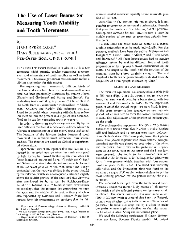 (PDF) The Use of Laser Beams for Measuring Tooth Mobility and Tooth ...