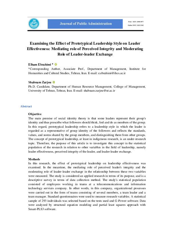 (PDF) Examining the Effect of Prototypical Leadership Style on Leader ...