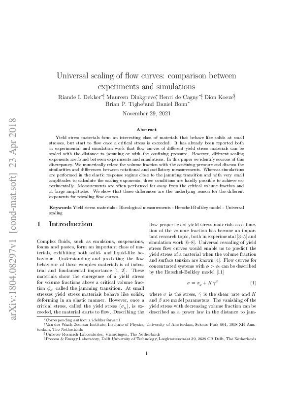 (PDF) Universal scaling of flow curves: comparison between experiments and simulations