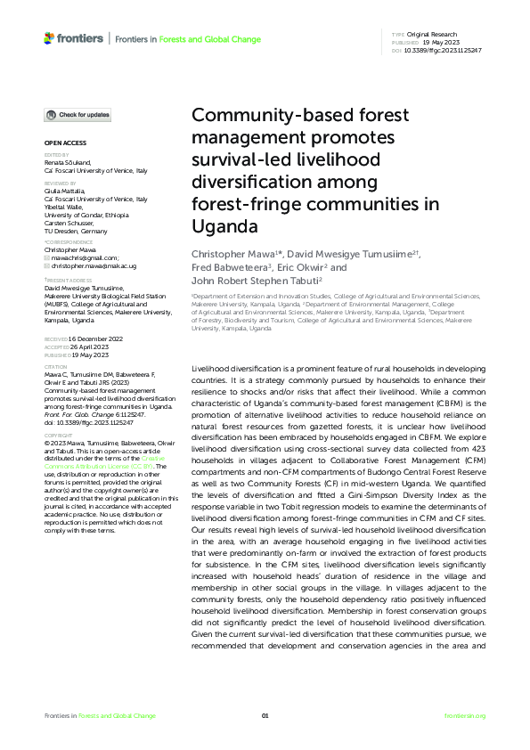 (PDF) Community-based forest management promotes survival-led ...