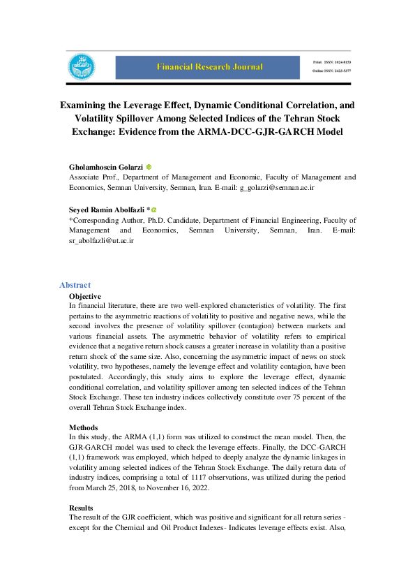 Pdf Examining The Leverage Effect Dynamic Conditional Correlation