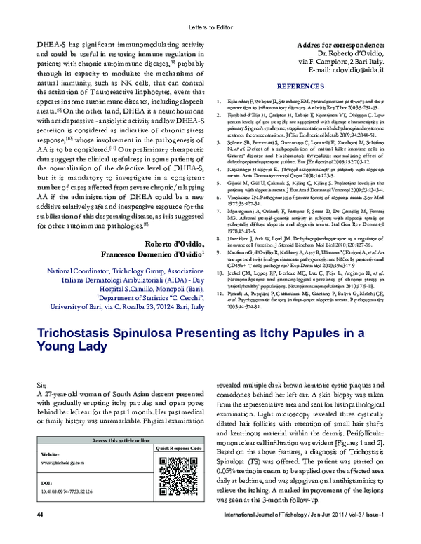 (PDF) Trichostasis spinulosa presenting as itchy papules in a young ...