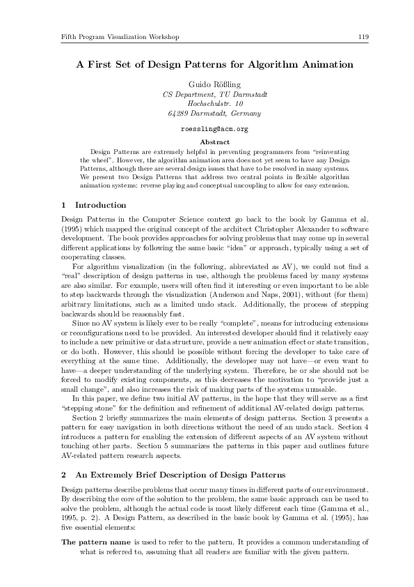 (PDF) A First Set of Design Patterns for Algorithm Animation