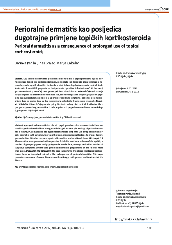 (PDF) Perioral dermatitis as a consequence of prolonged use of topical ...