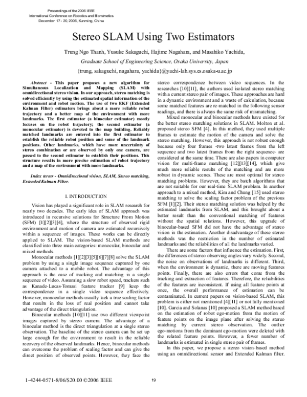 (PDF) Stereo SLAM Using Two Estimators