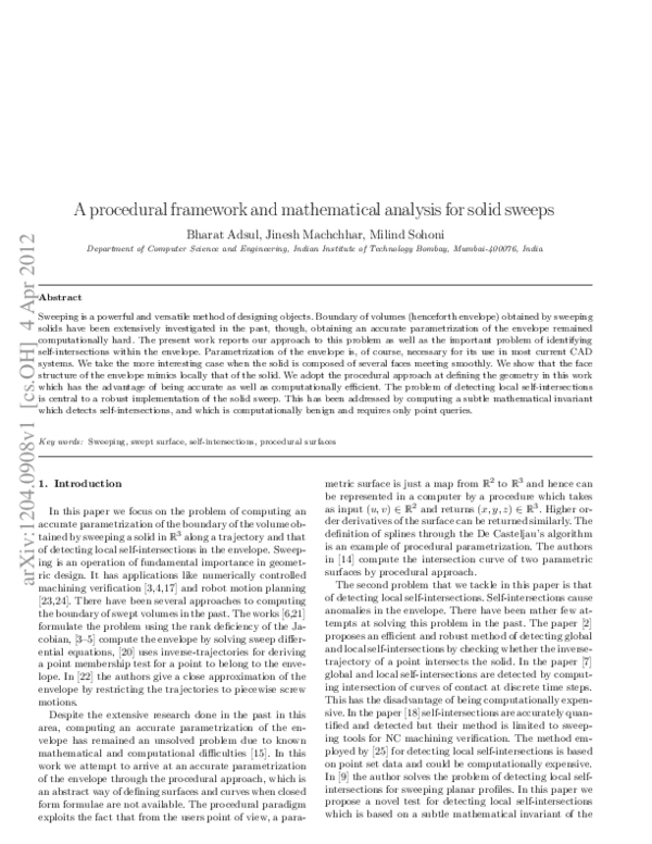 (PDF) A procedural framework and mathematical analysis for solid sweeps