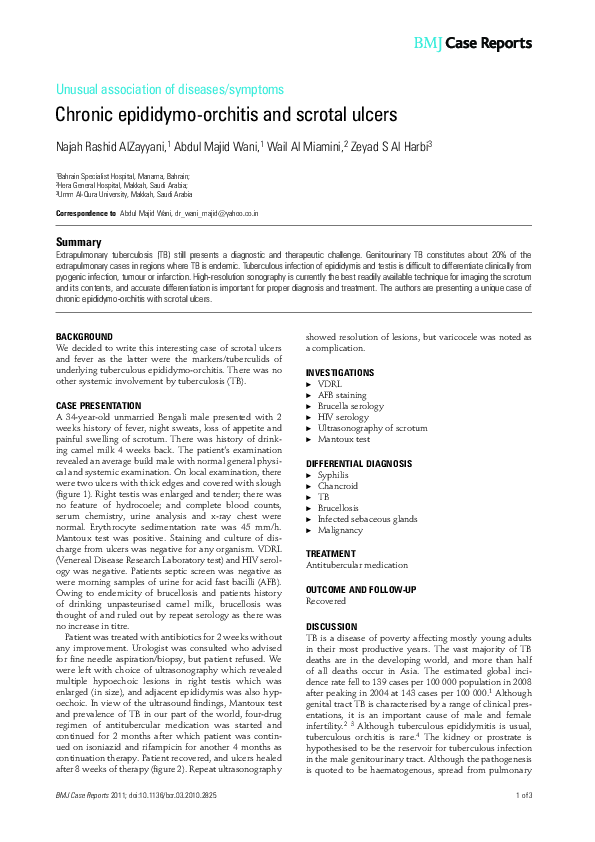(PDF) Chronic epididymo-orchitis and scrotal ulcers