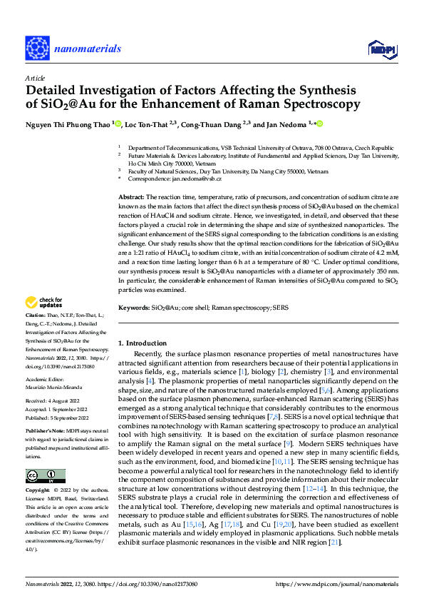 (PDF) Detailed Investigation of Factors Affecting the Synthesis of SiO2@Au for the Enhancement ...