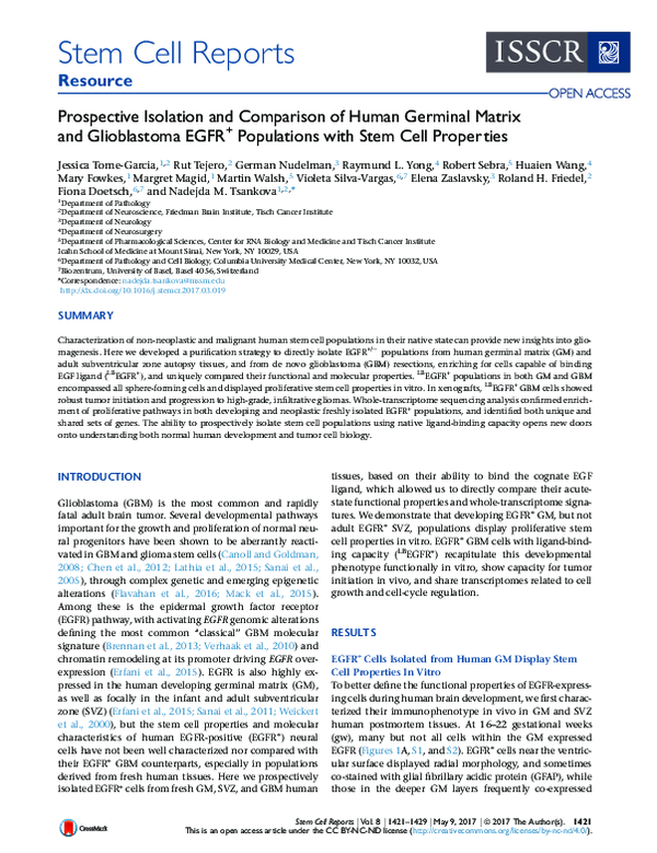 (PDF) Prospective Isolation and Comparison of Human Germinal Matrix and ...