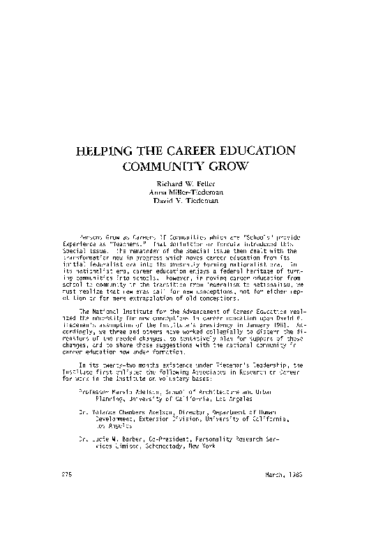 (PDF) Helping the Career Education Community Grow