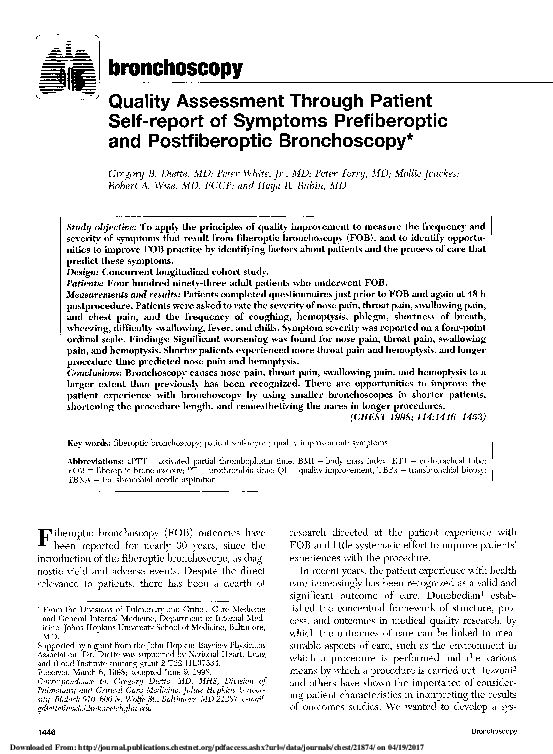(PDF) Quality Assessment Through Patient Self-report of Symptoms ...