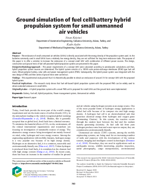(PDF) Ground simulation of fuel cell/battery hybrid propulsion system ...