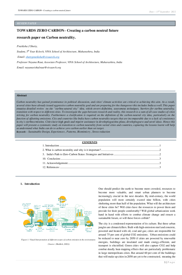 (PDF) TOWARDS ZERO CARBON-Creating a carbon neutral future