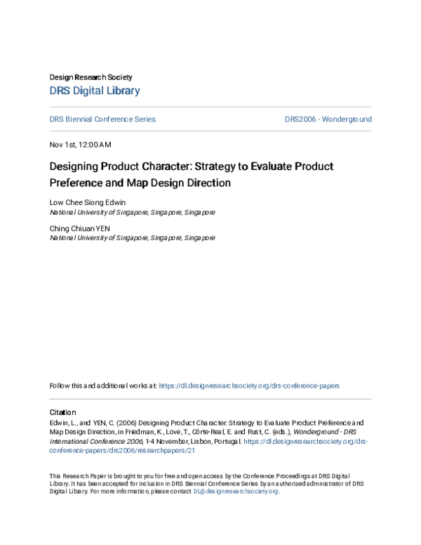 (PDF) Designing Product Character: Strategy to Evaluate Product ...