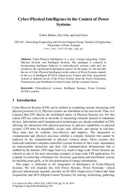 (PDF) Cyber-physical intelligence in the context of power systems