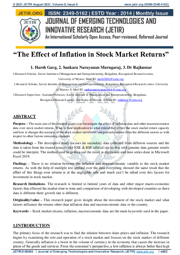(PDF) The effect of inflation on stock market returns