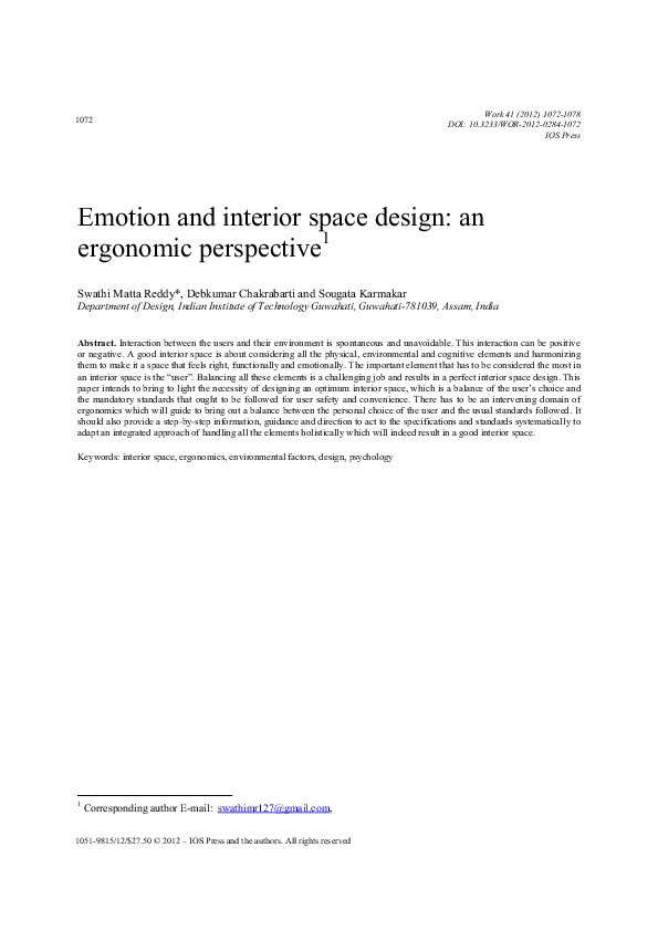 (PDF) Emotion and interior space design: an ergonomic perspective