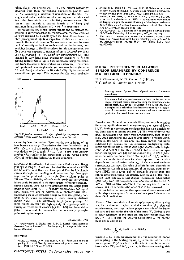 (PDF) Modal interference in all-fibre sensor measured by coherence multiplexing technique