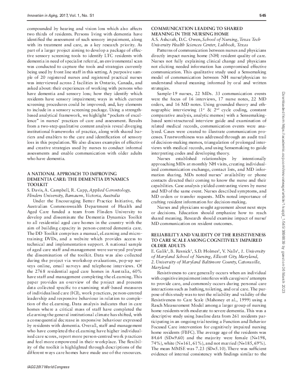 (PDF) A National Approach to Improving Dementia Care: The Dementia ...