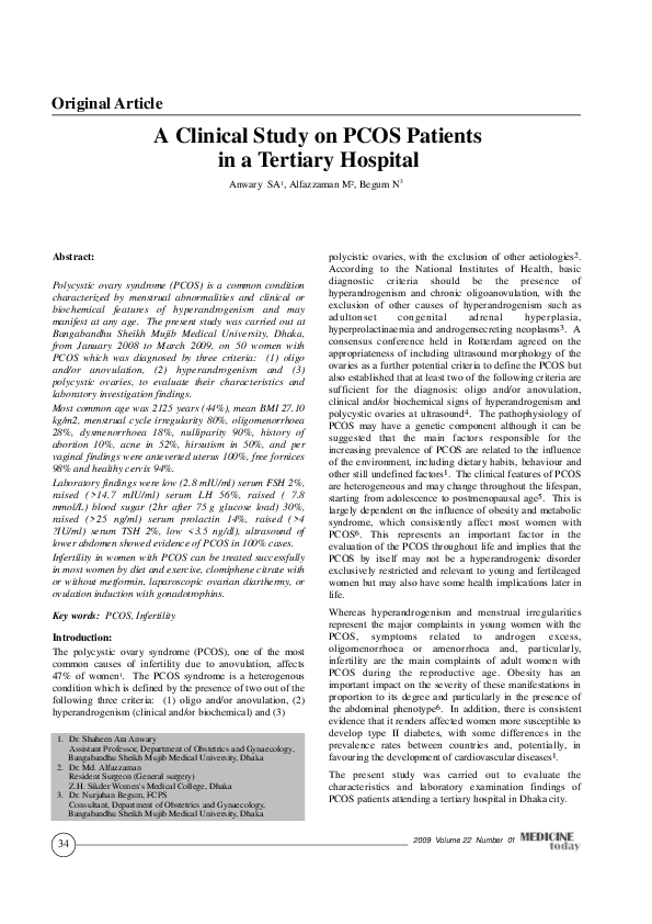 (PDF) A Clinical Study on PCOS Patients in a Tertiary Hospital