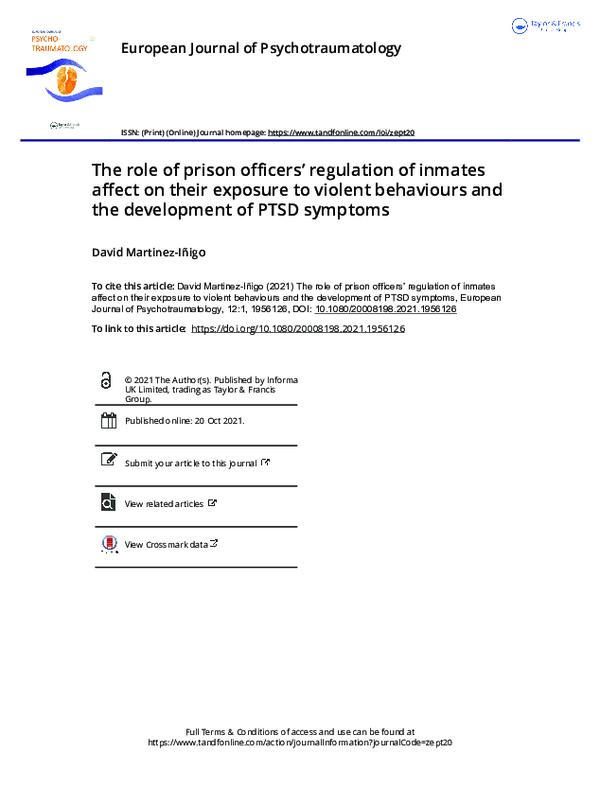 (PDF) The role of prison officers’ regulation of inmates affect on ...